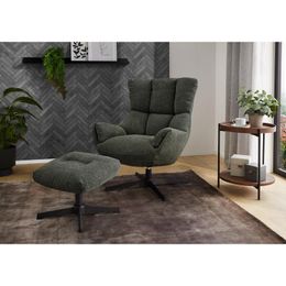 Jockenh&ouml;fer Relaxsessel &raquo;Melania, B: 73 cm, Sitzh&ouml;he: 45 cm&laquo; Set: mit Hocker, 360&deg; Drehfunktion, kuscheliger Webstoff gr&uuml;n Webstoff, inklusive Hocker, 