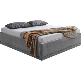 Westfalia Schlafkomfort Polsterbett &raquo;Texel&laquo; Standardh&ouml;he mit Zierkissen, Bettkasten bei Ausf&uuml;hrung mit Matratze grau Bezug Bett: Veloursstoff 100% Polyester oder Microfaser (