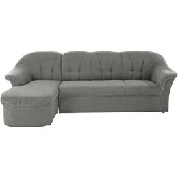DOMO collection Ecksofa &raquo;Pegnitz, elegante R&uuml;ckensteppung, komfortabel, Breite 238cm, L-Form&laquo; wahlweise mit Bettfunktion grau 100% Polyester B/H/T: 