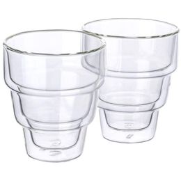 Mulex Latte-Macchiato-Glas &raquo; Gl&auml;ser Set Denver&laquo; doppelwandiges Trinkglas ideal f. Kaffee, Cappuccino, Latte Macchiatto transparent Borosilikatglas &Oslash; 7cm x 
