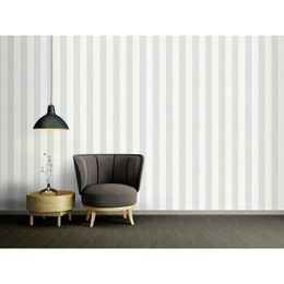 A.S. Cr&eacute;ation Vliestapete &raquo;Attractive 2 Streifentapete&laquo; gemustert matt neutral glatt Streifentapete landhaus glatt Tapeten Wohnzimmer modern Flur Design grau Vinyl,