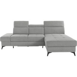 OTTO home Ecksofa &raquo;Cardiz L-Form&laquo; inkl.Kopfteilverstellung und Federkern wahlweise mit Schlaffunktion grau Webstoff (100% Polyester);Luxus-Microfaser 