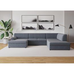 DOMO collection Wohnlandschaft &raquo;Topper, elegant und zeitlos, komfortabel, U-Form&laquo; wahlweise mit Bettfunktion grau B/H/T: 320cm x 78cm x 213cm, 