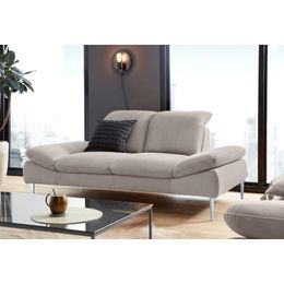 W.Schillig 2-Sitzer &raquo;enjoy&MORE&laquo; mit Sitztiefenverstellung, F&uuml;&szlig;e Chrom gl&auml;nzend, Breite 202 cm grau Chenille-Flachgewebe R66 (85% Polyester, 15% Nylon