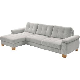 Die PlanBar Ecksofa &raquo;PP-LA19101 L-Form, Breite 316 cm&laquo; wahlweise mit Schlaffunktion und verstellbaren Kopfst&uuml;tzen, in Cord grau 88% Polyester;12% 