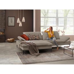 W.Schillig Ecksofa &raquo;enjoy&MORE, Designsofa, elegant und bequem, L-Form&laquo; Sitztiefenverstellung, F&uuml;&szlig;e schwarz pulverbeschichtet, Breite 294 cm braun 
