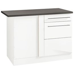 KOCHSTATION Eckunterschrank &raquo;KS-Trient&laquo; 110 cm breit wei&szlig; wei&szlig;, B/H/T: 110cm x 85cm x 60cm, Schubladen: 1 Stk. T&uuml;ren: 1 Stk.