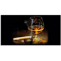 Artland Glasbild &raquo;Zigarre und Cognac&laquo; Zigarren 1 Stk. tlg. in verschiedenen Gr&ouml;&szlig;en braun B/H/T: 100cm x 50cm, Glasbild Zigarren, 1 Stk.
