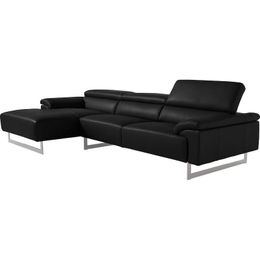 Egoitaliano Ecksofa &raquo;Malika, edel und bequem, Designsofa mit hochwertigen Bez&uuml;gen, L-Form&laquo; mit Recamiere, inkl. Kopfteilverstellung und chromfarbenen Metallf&uuml;&szlig;en 