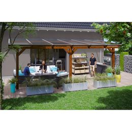 Skan Holz Terrassendach &raquo;Bormio&laquo; braun Polycarbonat (PC) B/H/T: 648cm x 229cm x 250cm, farbig lasiert