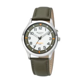 Regent Uhren Regent Herren Quarzuhr Armbanduhr, Herrenuhr, Lederarmband, analog, Beleuchtung gr&uuml;n Einheitsgr&ouml;&szlig;e