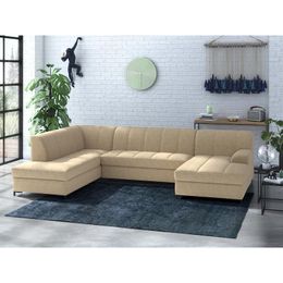 Home Affaire Wohnlandschaft &raquo;Balme, moderne Formensprache, zeitloses Design, U-Form&laquo; Inkl. Zierkissen, wahlweise mit Bettfunktion beige 100% Polyester
