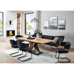 K+w Komfort & Wohnen K+W Komfort & Wohnen Essgruppe &raquo;Mikkado Tube&laquo; 6 Stk. tlg. 4 Freischwinger und einem Funktionesstisch grau B/H/T: 242cm x 88cm x 71cm, Flachgewebe, 