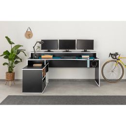 FORTE Gamingtisch &raquo;Tezaur&laquo; mit RGB-Beleuchtung, Breite 200 cm, Eckschreibtisch schwarz B/H/T: 200cm x 91,1cm x 72cm