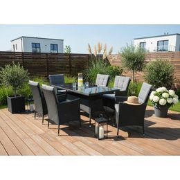 Konifera Garten-Essgruppe &raquo;Mailand&laquo; Set, 6x Sessel, 6x Sitzauflagen, 6x R&uuml;ckenauflagen, 1x Tisch, 19 tlg. tlg. 6 Sessel, 6 Sitz,- und 6 R&uuml;ckenkissen, 