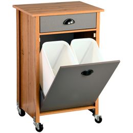 Kesper K&uuml;chenwagen &raquo;Rollwagen&laquo; 1 Stk. tlg. inkl. 2 Abfalleimer braun Holzwerkstoff B/H/T: 50cm x 79cm x 37cm
