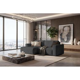 Home Affaire Schlafsofa &raquo;Noord Schlafecksofa, Breite 250 cm&laquo; Cord, Struktur, Webstoff, mit Wellenunterfederung, Massivholzrahmen grau 92% Polyester, 8