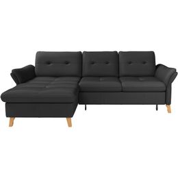 Sit & More sit&more Ecksofa &raquo;G&ouml;teborg&laquo; Sitztiefenverstellung und Federkern, wahlweise mit Bettfunktion schwarz B/H/T: 268cm x 90cm x 176cm, NaturLEDER Stoff, 