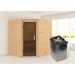 Karibu Sauna &raquo;Mia (Fronteinstieg)&laquo; Ofen 9 kW integr. Strg beige (ohne Ofen)