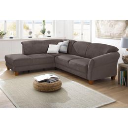 OTTO home Ecksofa &raquo;Gotland L-Form&laquo; wahlweise mit Sitztiefenverstellung + Bettkasten braun Struktur (100% Polypropylen);Luxus-Microfaser ALTARA NUBUCK 