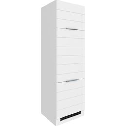 KOCHSTATION K&uuml;hlumbauschrank &raquo;KS-Luhe&laquo; 60 cm breit, hochwertige MDF-Fronten mit waagerechter Lisene wei&szlig; MDF wei&szlig;, B/H/T: 60cm x 200cm x 60cm, T&uuml;ren: 