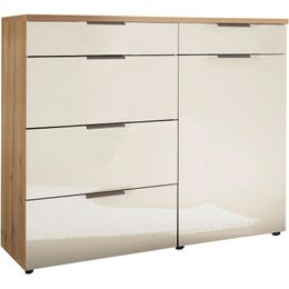 Wiemann Kombikommode &raquo;Como&laquo; vormontiert beige Floatglas, Holzwerkstoff, Metall B/H/T: 100cm x 91,2cm x 43cm, 5 Stk., 1 Stk.