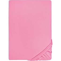 Biberna Spannbettlaken &raquo;Marc&laquo; aus Baumwolle, f&uuml;r Matratzen bis 22 cm H&ouml;he, Bettlaken, Spannbetttuch pink Jersey, Obermaterial: 100% Baumwolle B/L: 200cm, 1 