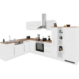 KOCHSTATION Winkelk&uuml;che &raquo;KS-Samos&laquo; Stellbreite 340/120 cm, wahlweise mit E-Ger&auml;ten, mit Arbeitsplatte wei&szlig; B/H/T: 340cm x 200cm x 60cm, ohne E-Ger&auml;te