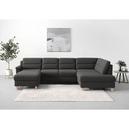 Sit & More sit&more Wohnlandschaft &raquo;Far&ouml; U-Form&laquo; inklusive Federkern, wahlweise mit Schlaffunktion und Bettkasten grau B/H/T: 325cm x 90cm x 187cm, Luxus-