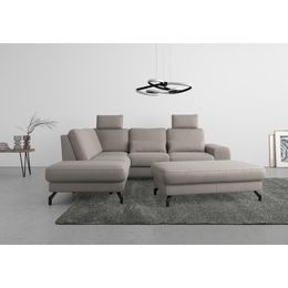 Sit & More sit&more Ecksofa &raquo;Cinturo L-Form&laquo; inklusive Sitztiefenverstellung und Federkern, Sitzh&ouml;he 45 cm grau B/H/T: 260cm x 88cm x 226cm, Luxus-Microfaser 