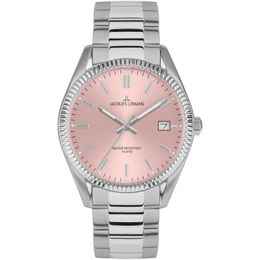 Jacques Lemans Damen Quarzuhr &raquo;Derby&laquo; Armbanduhr, Damenuhr, Datum, Leuchtzeiger, Edelstahlarmband silber Einheitsgr&ouml;&szlig;e