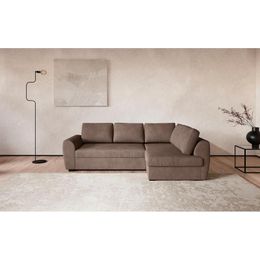 COTTA Ecksofa &raquo;Drift L-Form mit Ottomane, B: 253 cm&laquo; optional auch mit Schlaffunktion, Wellenunterfederung braun 96% POLYESTER (PES) 4% POLYAMID(PA) B