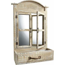 Locker Dekospiegel Wandspiegel, mit Ablage grau Holz B/H/T: 36cm x 54cm x 13cm