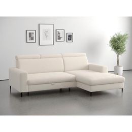 Trends by HG Ecksofa &raquo;Nizza, L-Form, B: 250cm&laquo; mit Schlaffunktion und Bettkasten beige 92% Polyester;8% Nylon B/H/T: 250cm x 104cm x 166cm, Struktur, 