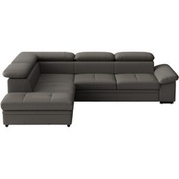 Sit & More sit&more Ecksofa &raquo;Viola, L-Form, Leder, B: 249 cm&laquo; optional mit Schlaffunktion grau B/H/T: 249cm x 73cm x 226cm, NaturLEDER , Ottomane links,mit 