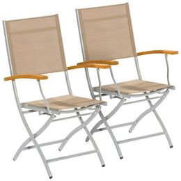 Merxx Gartensessel &raquo;Naxos&laquo; Set, 2 Stk. tlg. 2er Set, Eukalyptusholz/Textil, klappbar, grau grau Obermaterial: 100% Polyester B/H/T: 53cm x 89cm x 61cm
