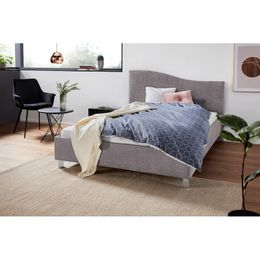 Westfalia Schlafkomfort Polsterbett grau Bezug Bett: Velours mit grober Lederoptik (100% Polyester);Bonnellfederkernmatratze: 51% Polypropylen, 39% Polyester, 10% Baumwolle;