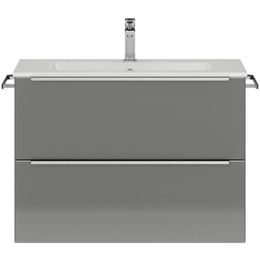 Nobilia Waschtisch-Set &raquo;Levere&laquo; vormontiert, mit Soft-Close, 1 Stk. tlg. grau B/H/T: 81cmcm x 59,1cmcm x 48,7cmcm, Griffe chrom
