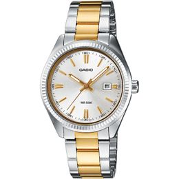 Casio Timeless Collection Damen CASIO TIMELESS COLLECTION Quarzuhr Armbanduhr, Damenuhr, analog, Datum, Edelstahlarmband silber Einheitsgr&ouml;&szlig;e