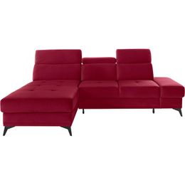 OTTO home Ecksofa &raquo;Cardiz L-Form&laquo; inkl.Kopfteilverstellung und Federkern wahlweise mit Schlaffunktion rot Webstoff (100% Polyester);Luxus-Microfaser 