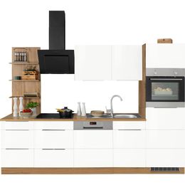 KOCHSTATION K&uuml;chenzeile &raquo;KS-Brindisi Breite 280 cm&laquo; wahlweise mit E-Ger&auml;ten und Induktion, mit MDF-Fronten und Regal wei&szlig; B/H/T: 280cm x 200cm x 60cm,