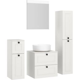 Nobilia Badm&ouml;bel-Set &raquo;Cascada&laquo; Set, inkl. Aufsatzwaschbecken und beleuchtetem Spiegel mit Touch-Sensor, 4 Stk. tlg. B/H/T: 140cmcm x 184cmcm x 