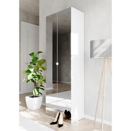 OTTO home Schuhschrank &raquo;SMILE H&ouml;he 184 cm, Wei&szlig; Hochglanz lackiert mit 2 Spiegelt&uuml;ren,&laquo; Schuhregal mit 7 Ebenen, Metallgriff, viel Stauraum, 4 B&ouml;den 