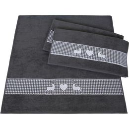 Dyckhoff Handtuch Set &raquo;Oktoberfest&laquo; Set 3 Stk. Walkfrottier Made in Germany (2 Handt&uuml;cher, 1 Duschtuch) grau Walkfrottier, Obermaterial: 100% Baumwolle 3 Stk.,
