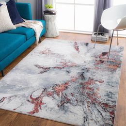 Teppich &raquo;NEW YORK&laquo; rechteckig 10 mm H&ouml;he Moderner Designerteppich in Marmor Optik, Kurzflor Wohnzimmerteppich grau Kunstfaser, Polyester B : 200cm 1 