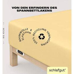 Schlafgut Spannbettlaken &raquo;EASY Jersey Elasthan Boxspring&laquo; MADE IN GREEN by OEKO-TEX gelb Jersey, Obermaterial: 95% Baumwolle, 5% Elasthan 1 Stk., Jersey, 120-