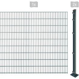 Arvotec Doppelstabmattenzaun &raquo;EASY 183 zum Aufschrauben&laquo; Zaunh&ouml;he 183 cm, Zaunl&auml;nge 2 - 60 m grau Kunststoff, Stahl H/L: 183cm x 2m, Pfosten: 2 Stk.
