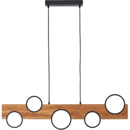 Brilliant LED Pendelleuchte &raquo;Cheesy&laquo; 1 Stk. Warmwei&szlig; 150 x 100cm, 4100lm, 3000K, Holz/Metall, natur/schwarz schwarz 1 Stk.