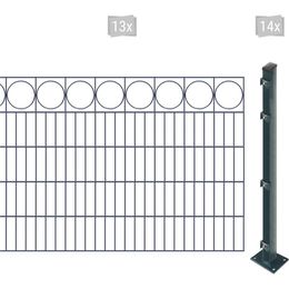 Arvotec Doppelstabmattenzaun &raquo;EASY 100 zum Aufschrauben "Ring" mit Zierleiste&laquo; Zaunh&ouml;he 100 cm, Zaunl&auml;nge 2 - 60 m grau Kunststoff, Stahl H/L: 100cm x 26m, 
