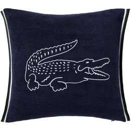 Lacoste Dekokissen &raquo;LBREAK&laquo; Mit -Krokodil in wei&szlig;er Stickerei blau Baumwolle, Polyester B/L: 45cm x 45cm, 1 Stk.